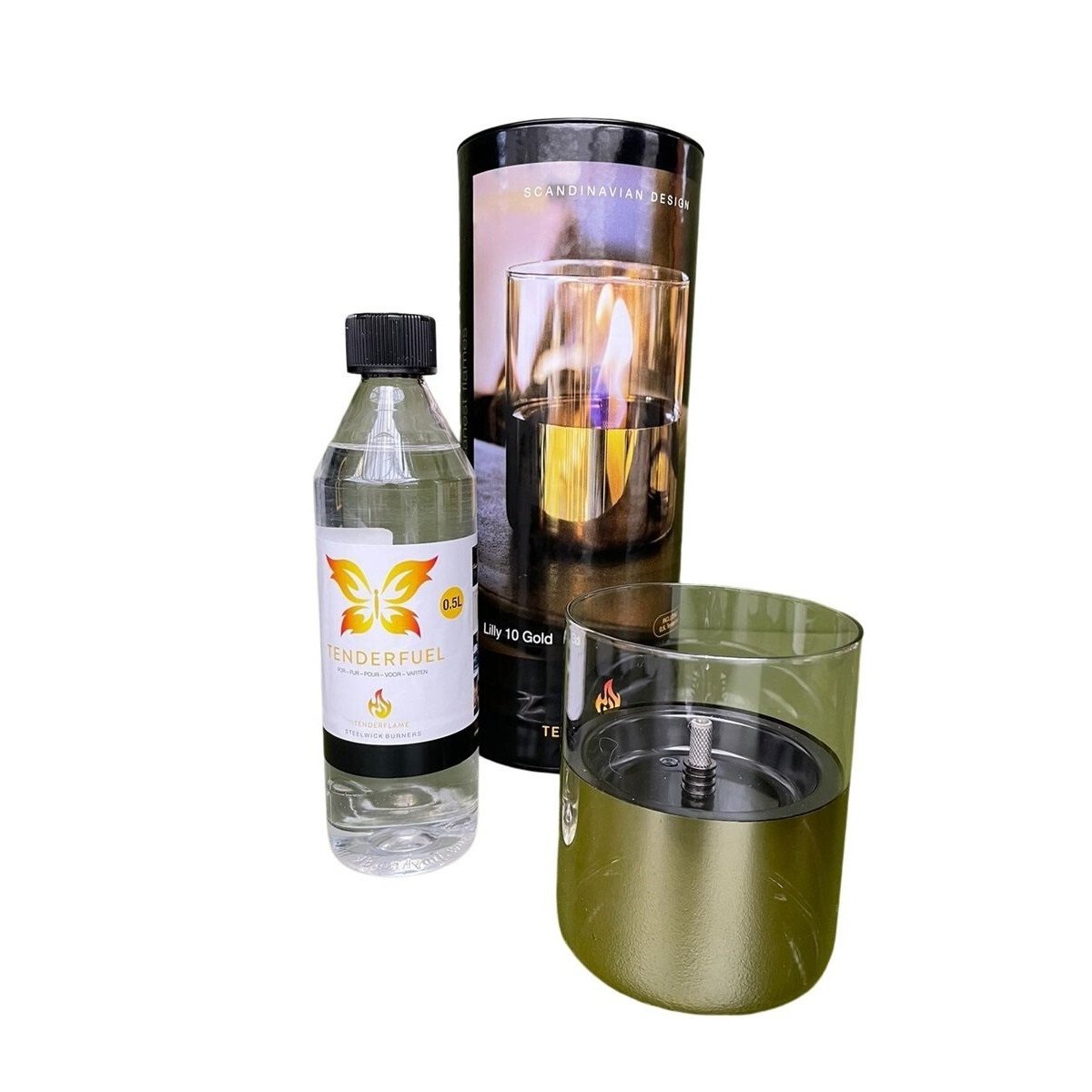 Tenderflame Giftbox Gold Lily 10 + 0,5l Fuel | Linberg